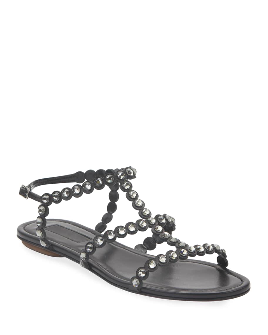 Aquazzura Tequila Jeweled Flat Sandals | Neiman Marcus