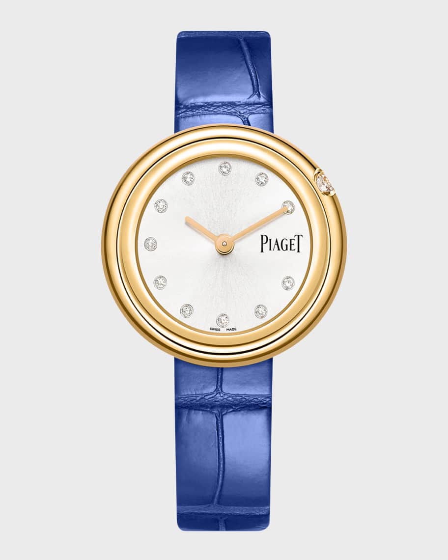 PIAGET Possession 34mm Rose Gold Diamond Watch with Black Alligator ...