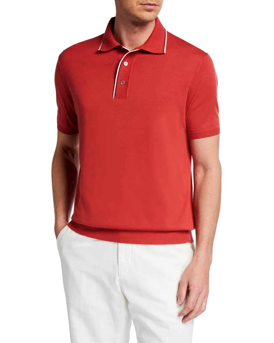Loro Piana Men's Contrast-Tipped Pocket Polo Shirt | Neiman Marcus