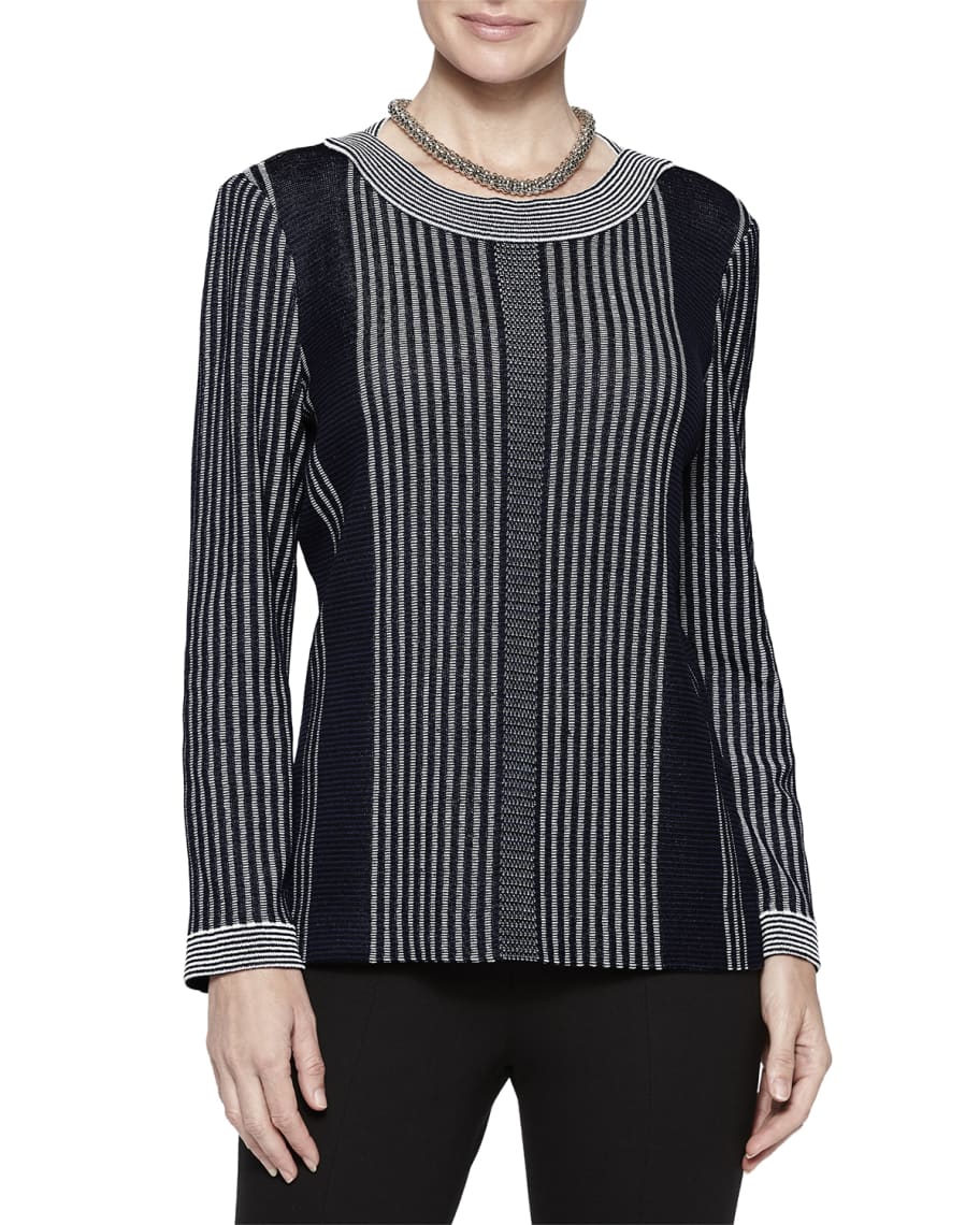 Misook Multi Knit Long-Sleeve Tunic | Neiman Marcus