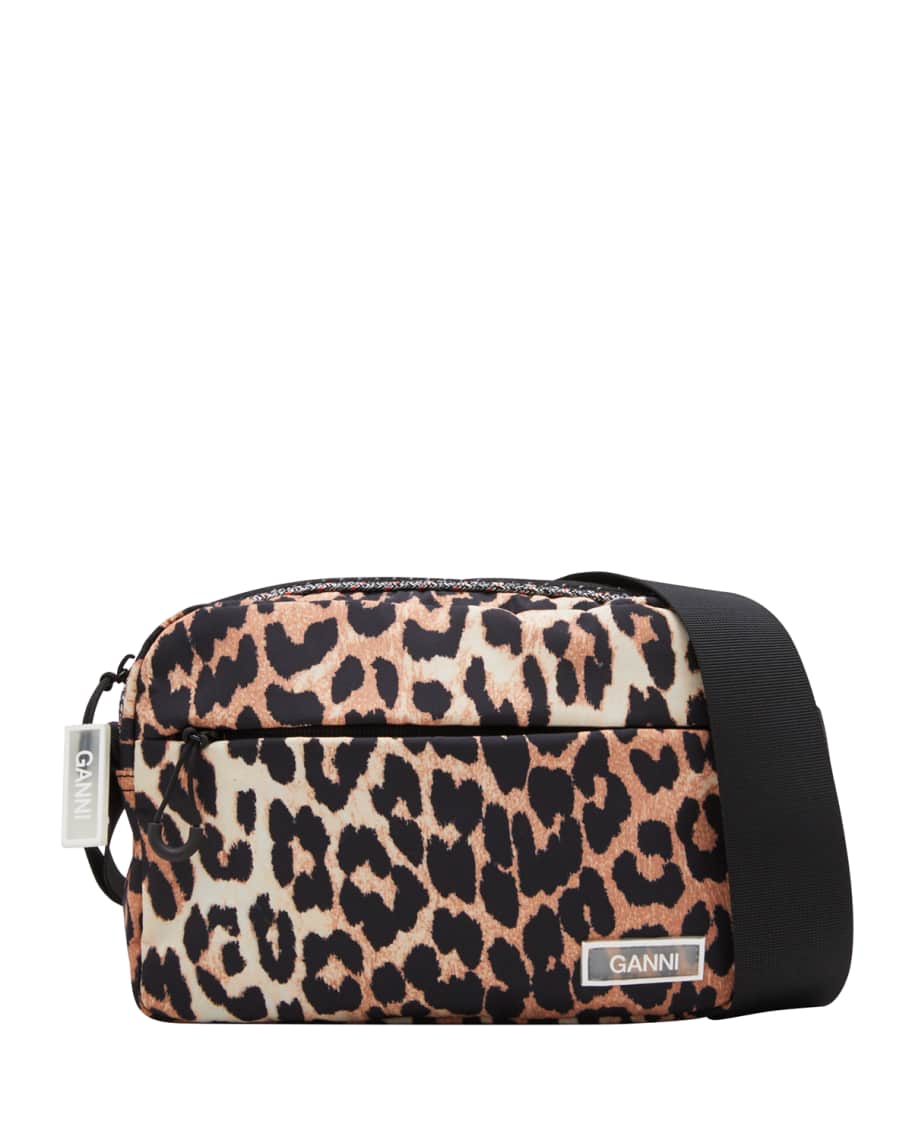 Ganni Nylon Leopard Crossbody Bag | Neiman Marcus