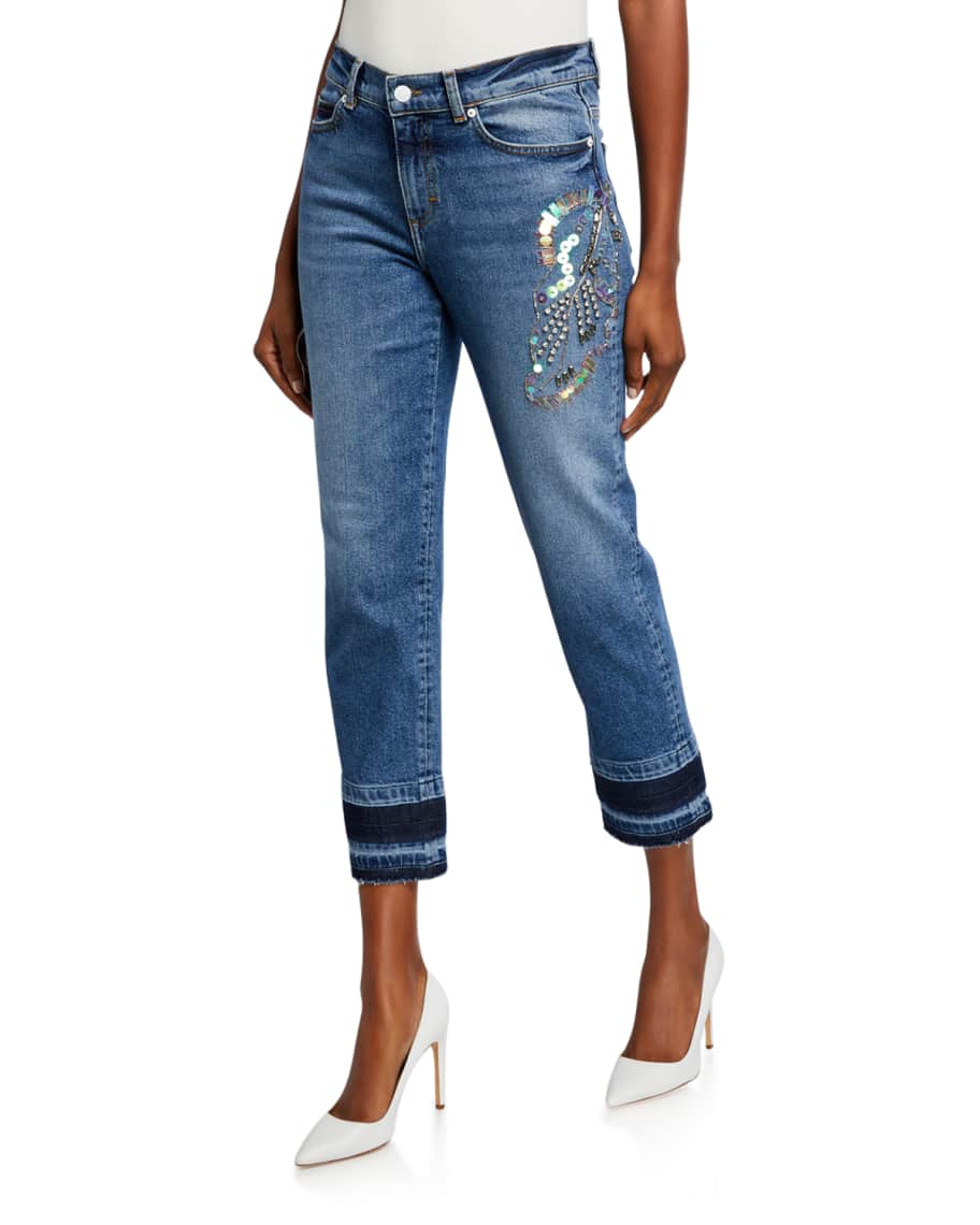 Escada Sport J106 Sequined Straight-Leg Jeans | Neiman Marcus