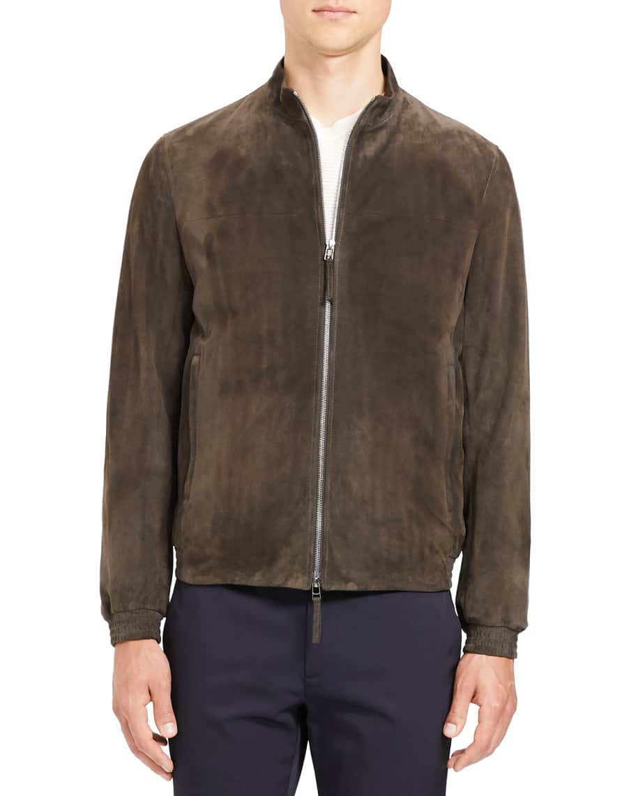 Theory Men's Tremont Goat Suede Bomber Jacket | Neiman Marcus