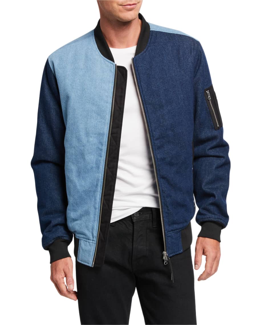 WESC Men's Colorblock Denim Bomber Jacket | Neiman Marcus