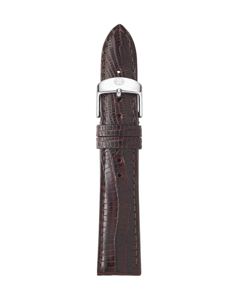 MICHELE 12mm Lizard Watch Strap, Chocolate | Neiman Marcus