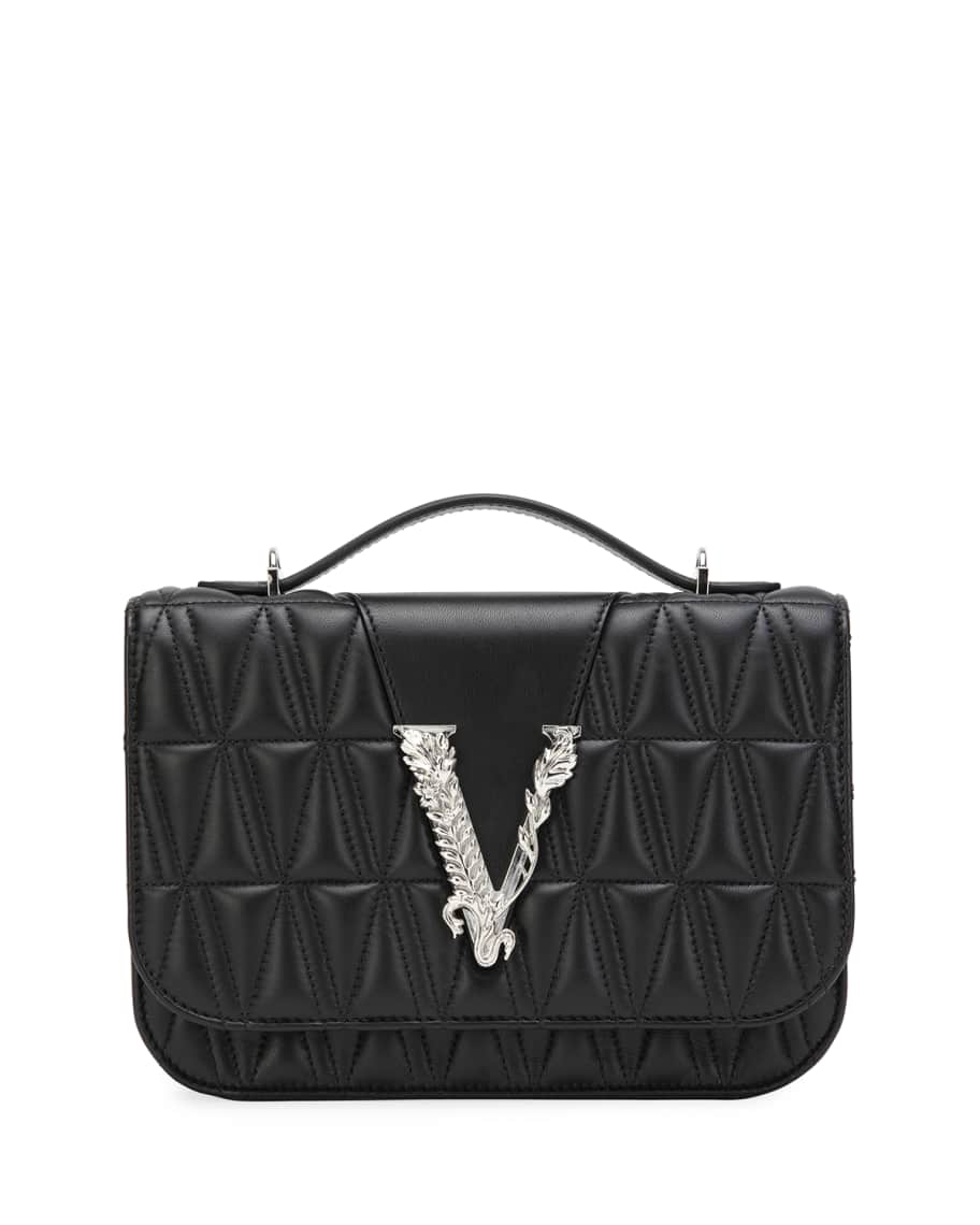 Versace Virtus Quilted Leather Top-Handle Bag | Neiman Marcus