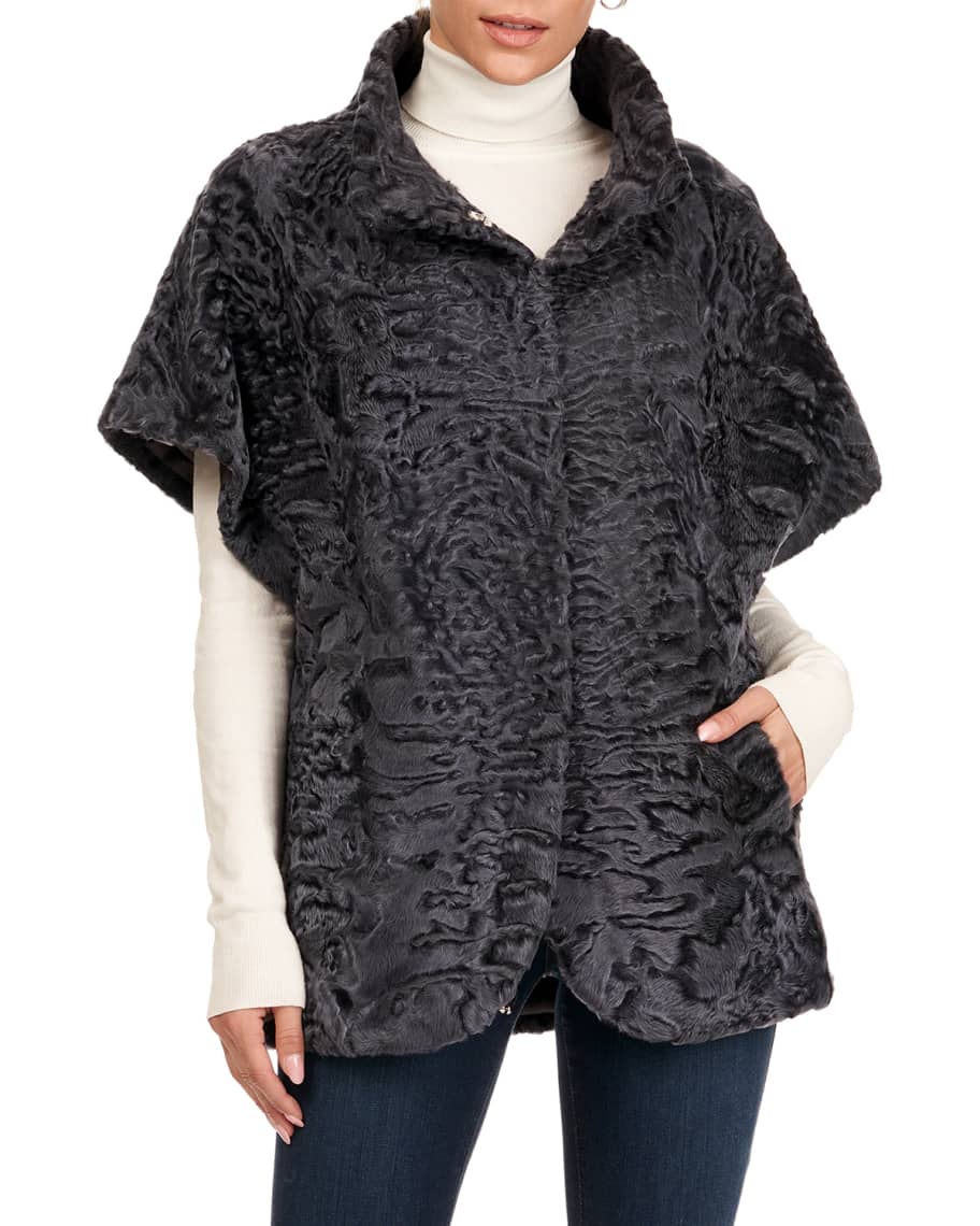 Gorski Short-Sleeve Karakul Lamb Jacket | Neiman Marcus
