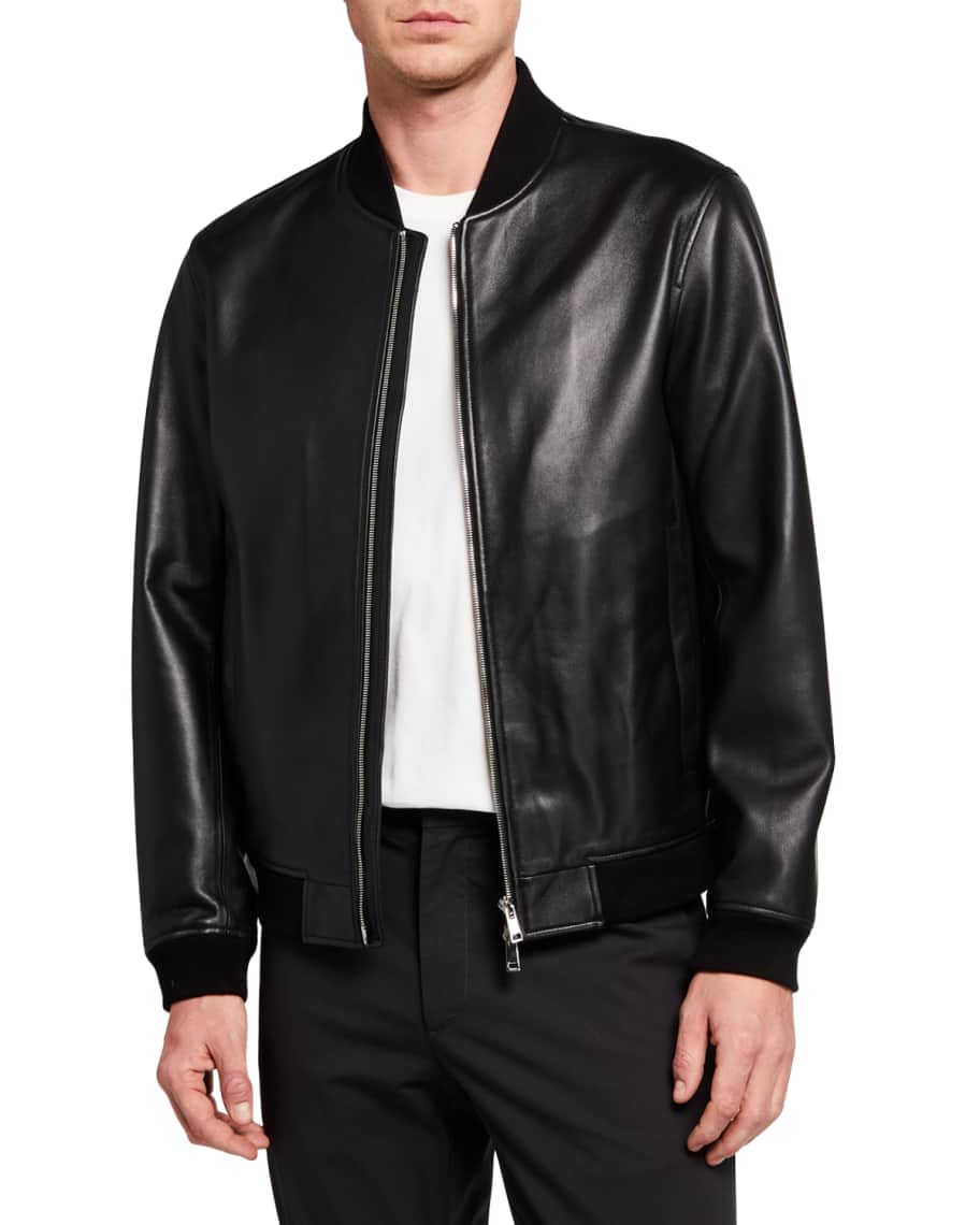 Theory Men's Brenton Rhodes Lamb Leather Bomber Jacket | Neiman Marcus