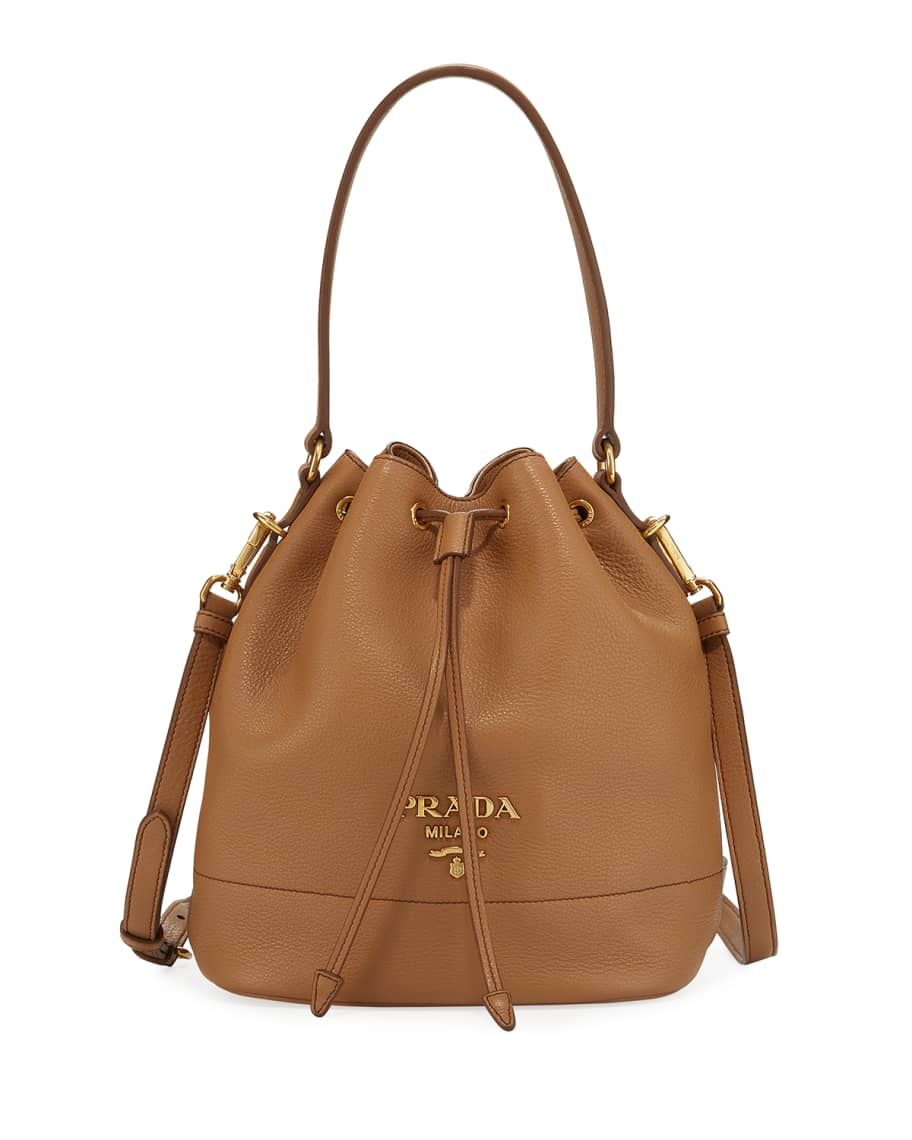 Prada Daino Bucket Bag w/ Removable Web & Leather Straps | Neiman Marcus
