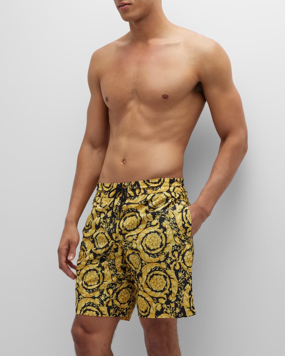 Versace Men's Long Baroque Swim Trunks | Neiman Marcus