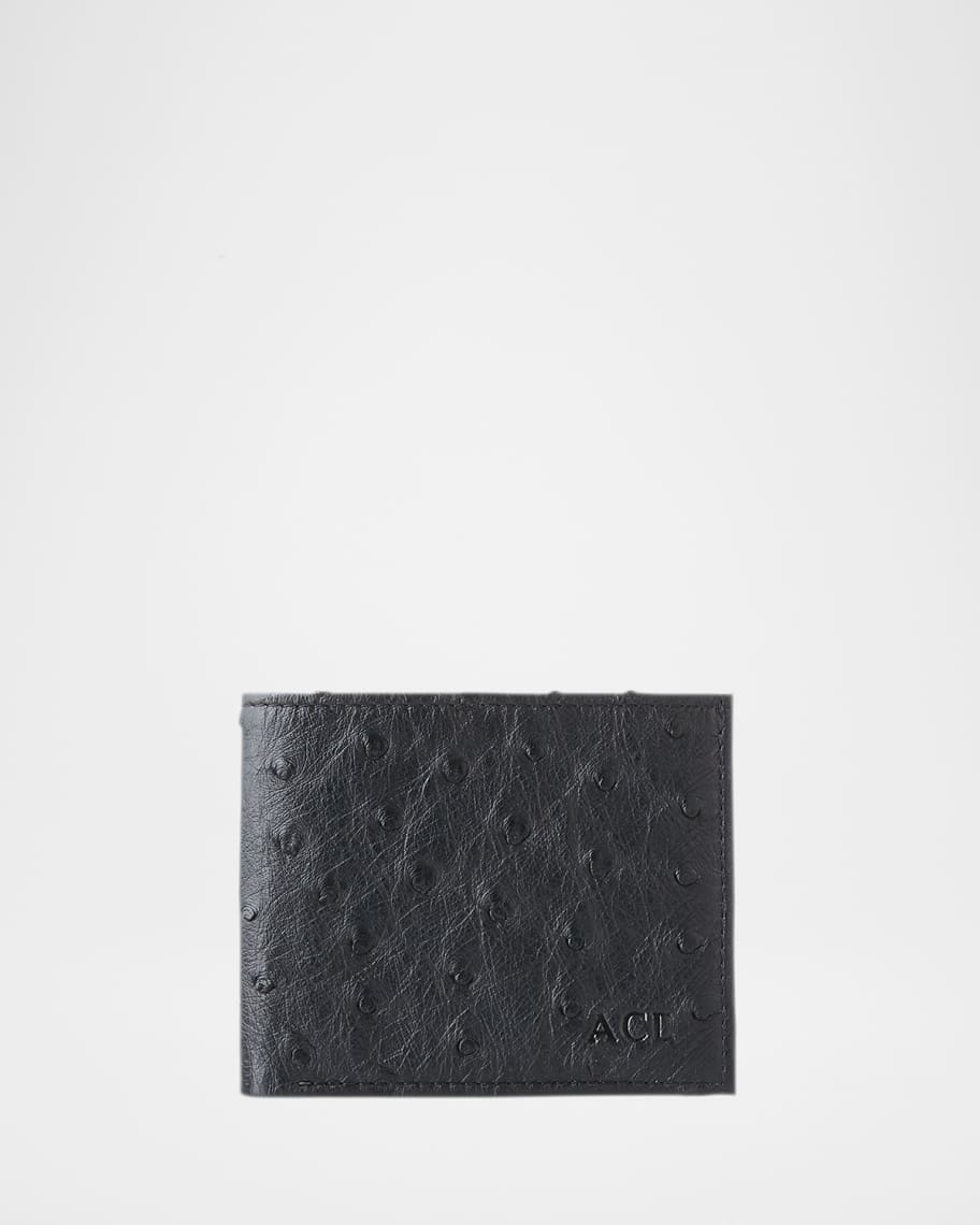Abas Men's Slim Ostrich Bifold Wallet | Neiman Marcus