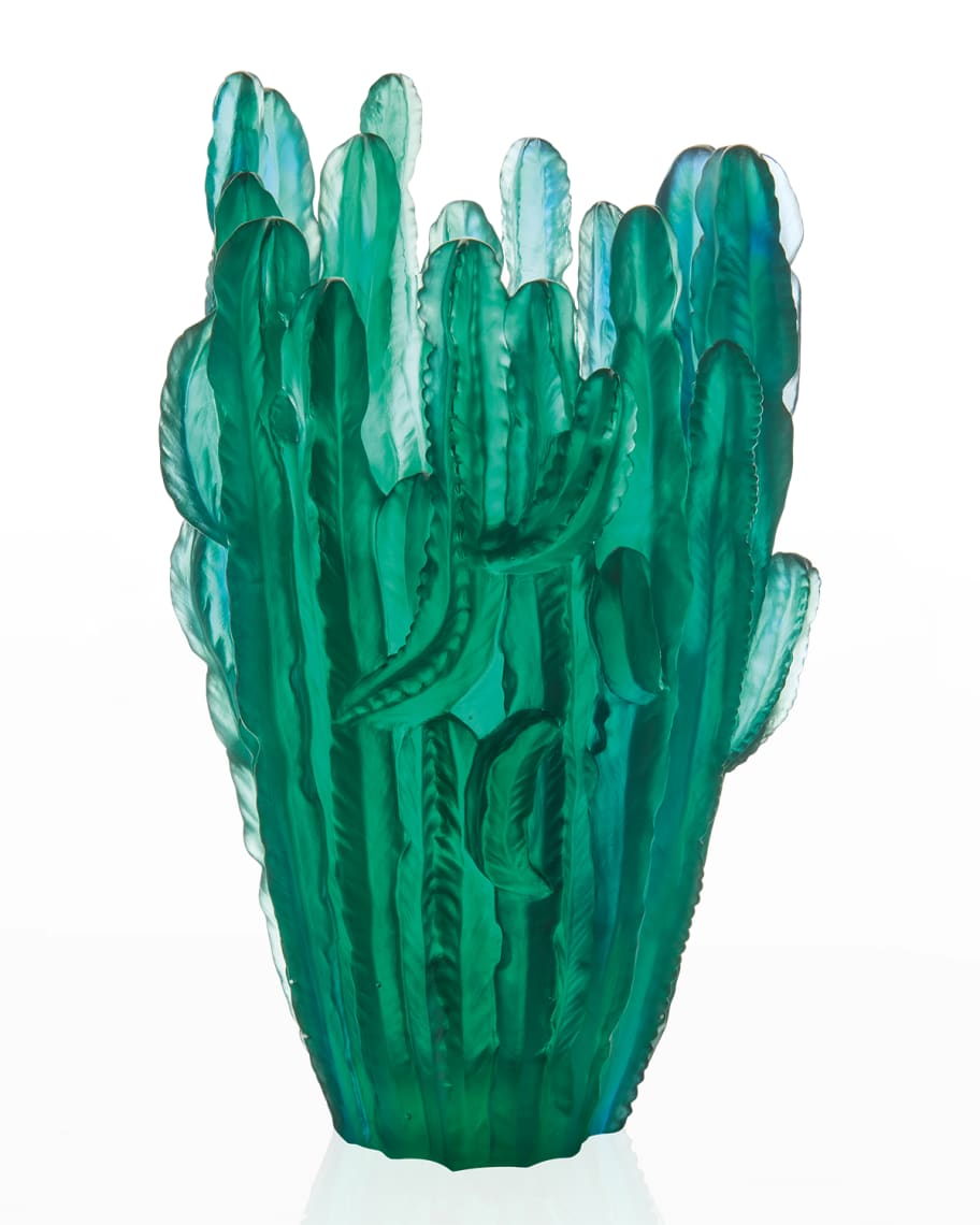 Daum Large Green Cactus Vase | Neiman Marcus