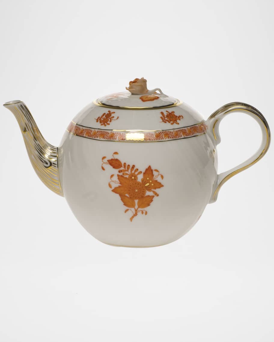 Herend Chinese Bouquet Rust Teapot with Rose | Neiman Marcus