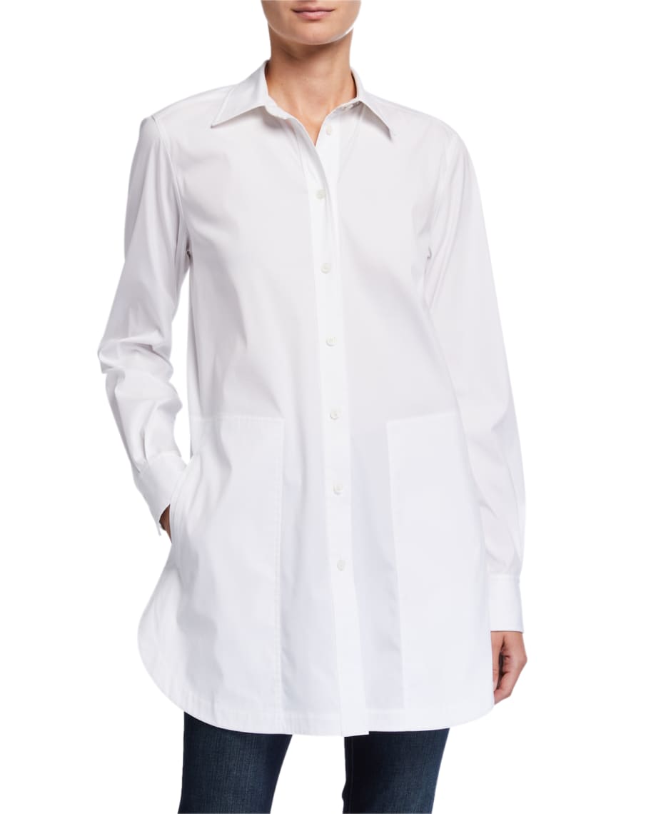 Lafayette 148 New York Plus Size Michelle Italian Stretch Cotton Button ...