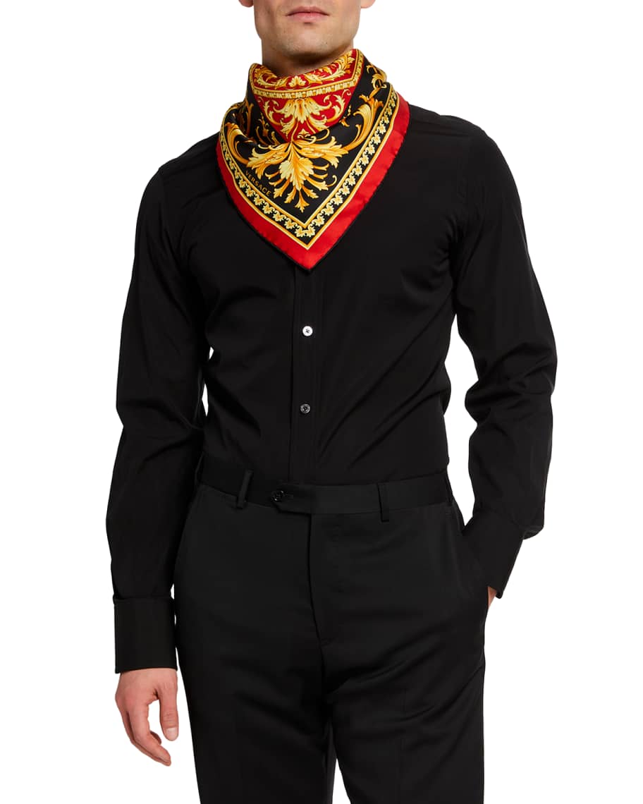 Versace Men's Baroque Silk Square Scarf | Neiman Marcus