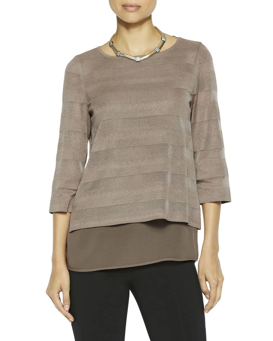 Misook Chiffon Hem Layered Knit Tunic | Neiman Marcus