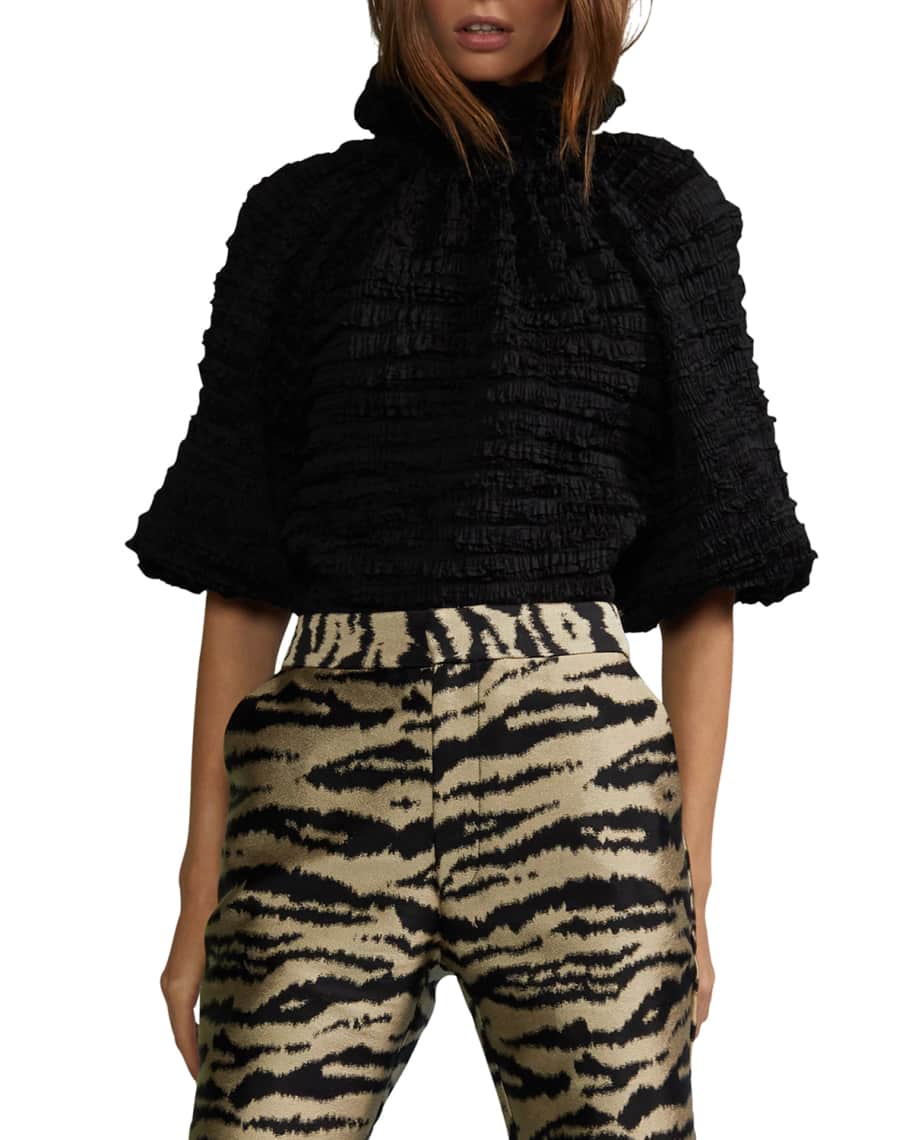 Cynthia Rowley Ava Turtleneck Ruffle Top | Neiman Marcus