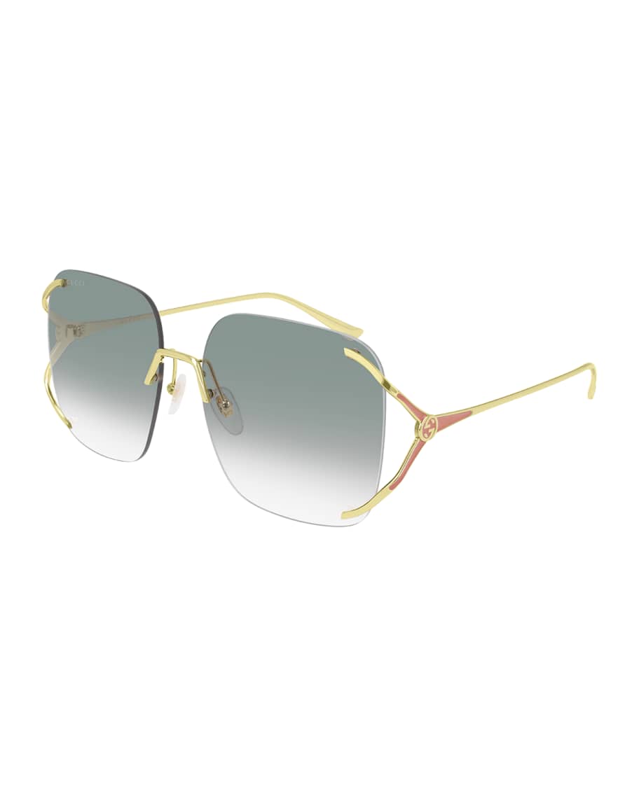 Gucci Rimless Square Metal Sunglasses | Neiman Marcus