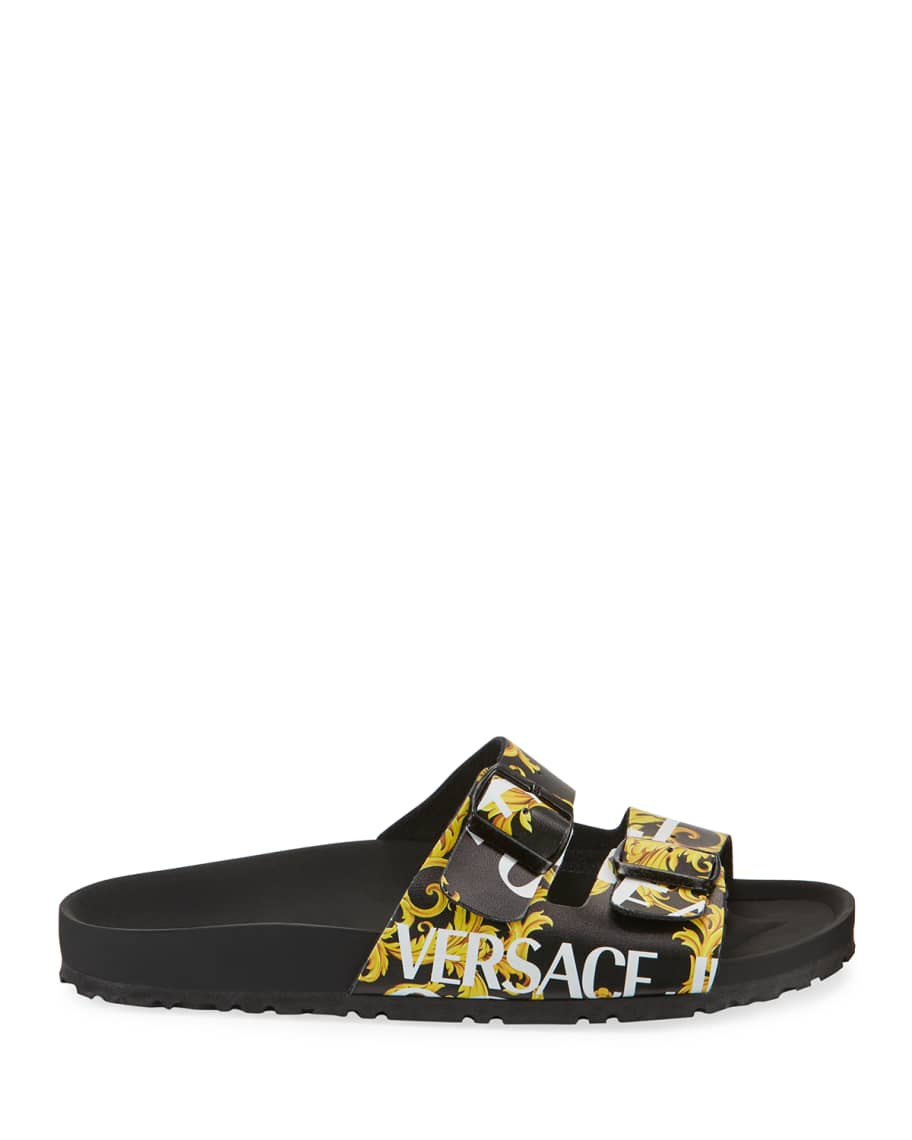 Versace Jeans Couture Men's Baroque Double-Strap Slide Sandals | Neiman ...