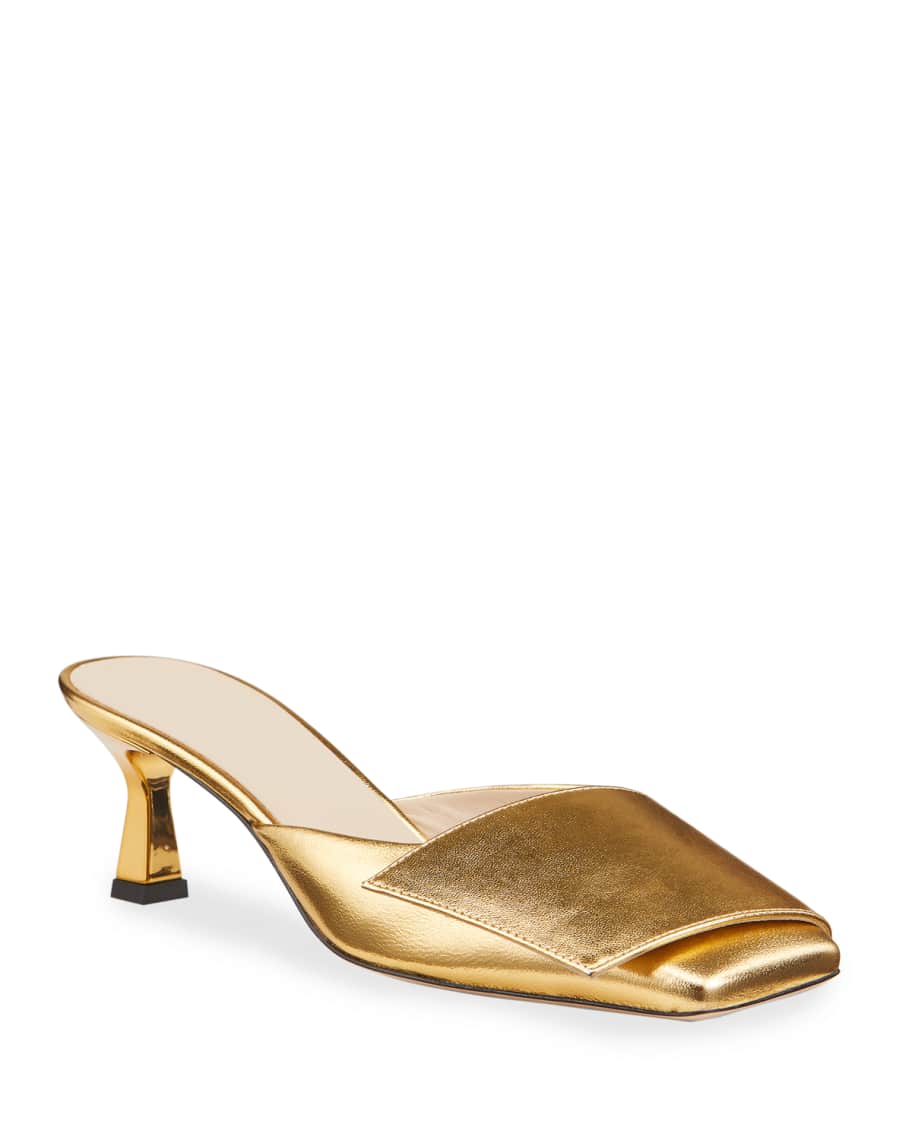 Wandler Isa Metallic Kitten-Heel Mules | Neiman Marcus