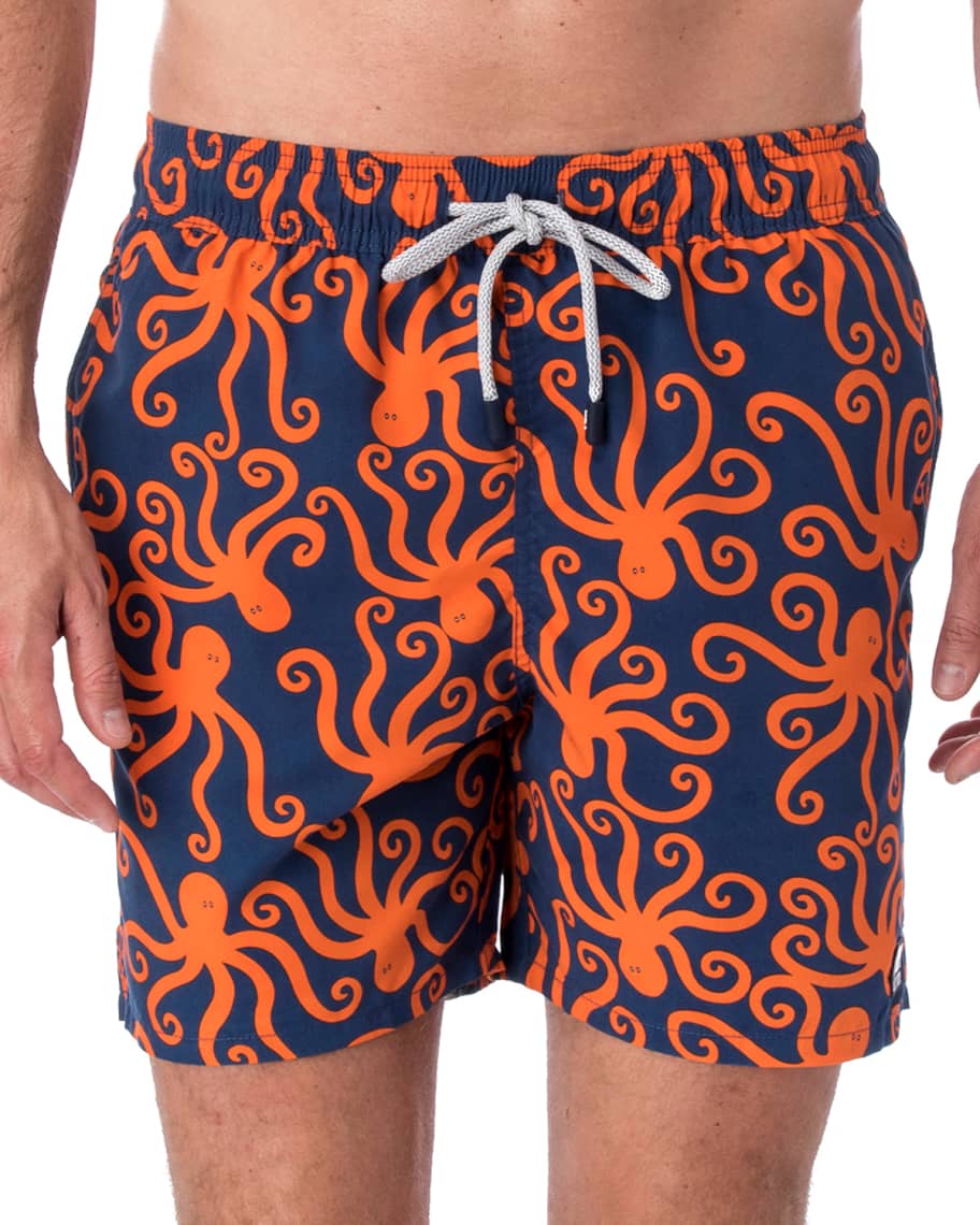 Tom & Teddy Men's Octopus-Print Swim Trunks | Neiman Marcus