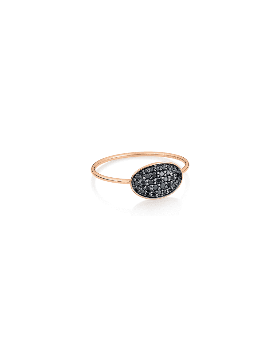 GINETTE NY 18k Rose Gold Black Diamond Mini Sequin Ring, Size 7 ...