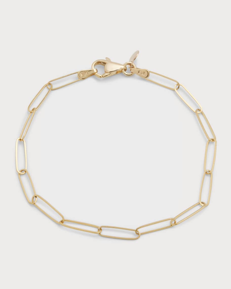 Zoe Lev Jewelry 14K Gold Paper Clip Chain Bracelet, 7"L | Neiman Marcus