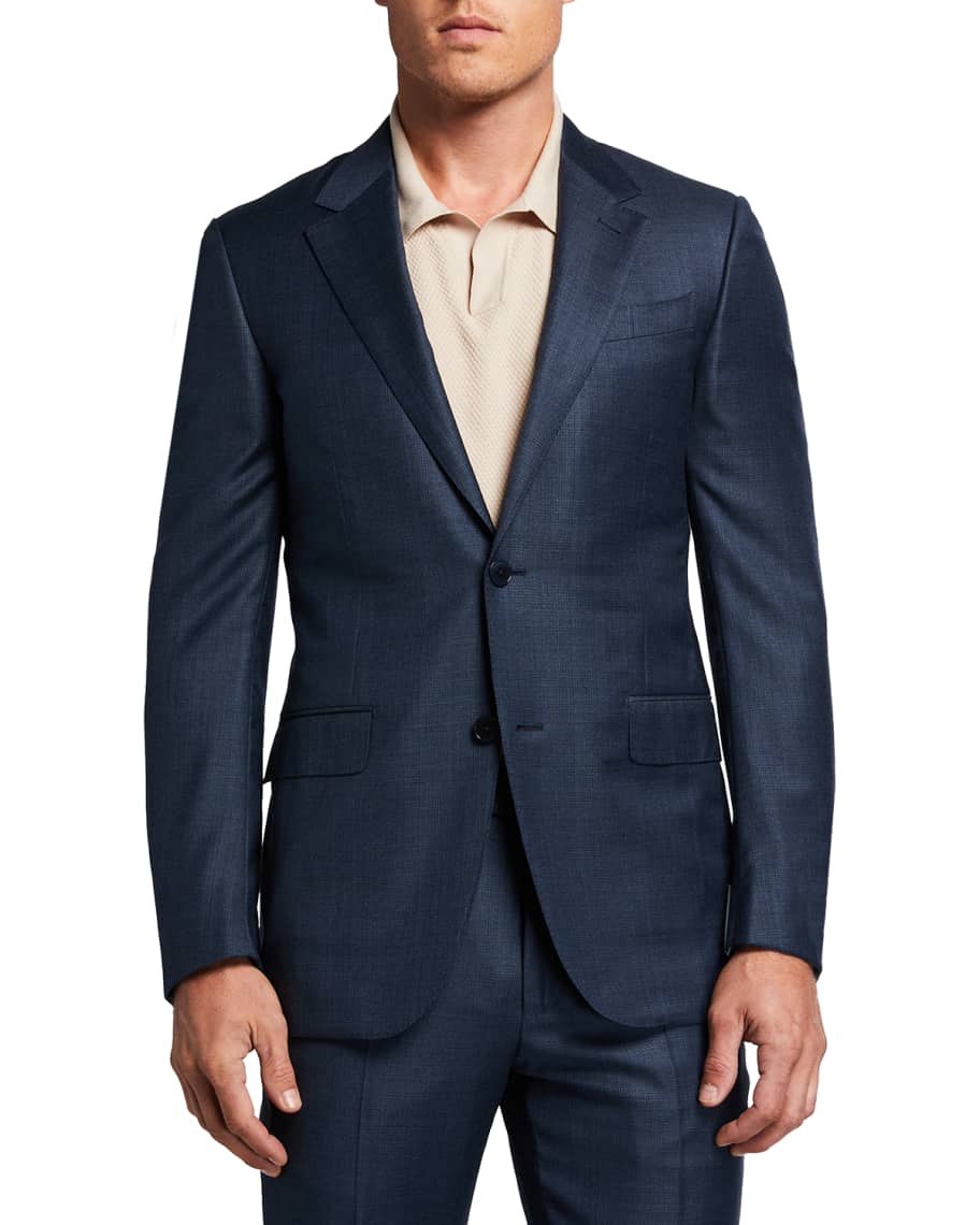 ZEGNA Men's Tonal Plaid Wool-Silk Suit | Neiman Marcus