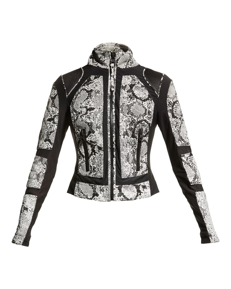Blanc Noir Snake Leather Moto Jacket | Neiman Marcus
