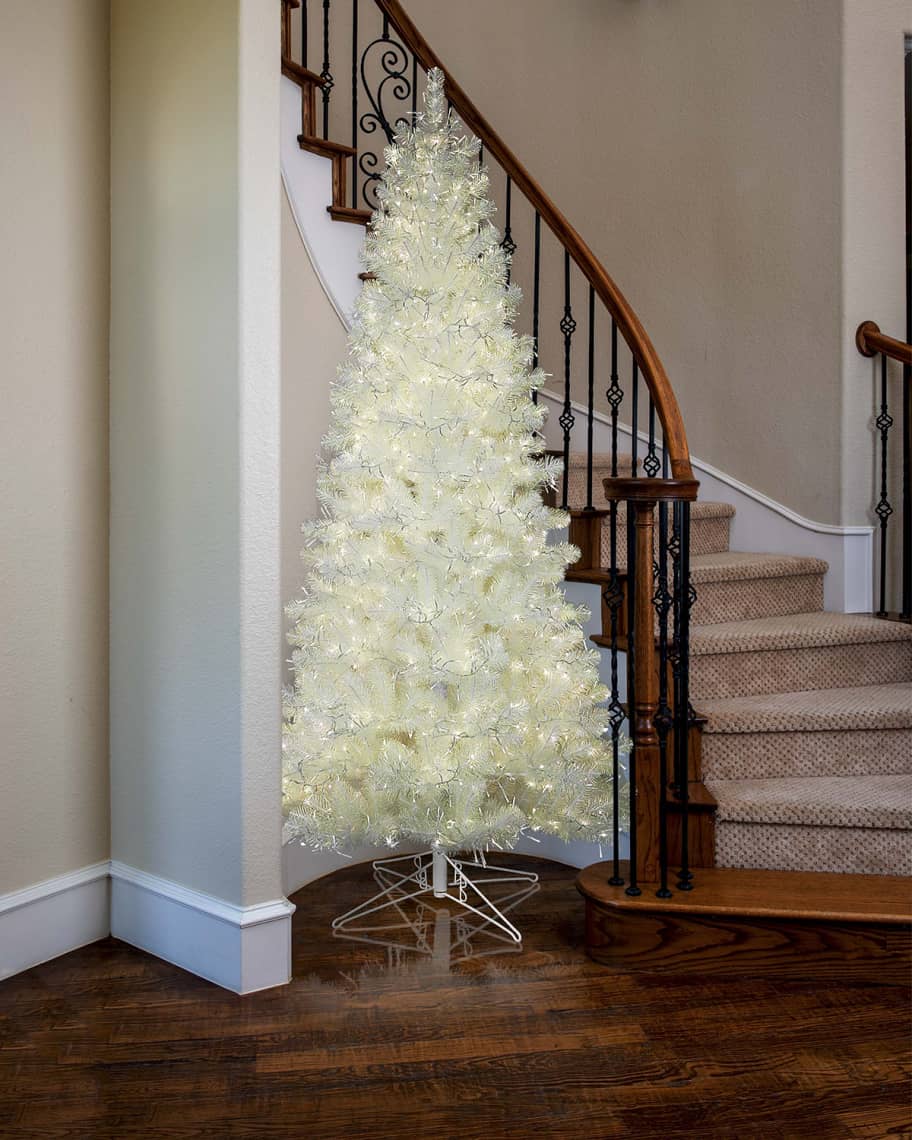 Barcana 9' White Iridescent Tree with LED Lights | Neiman Marcus