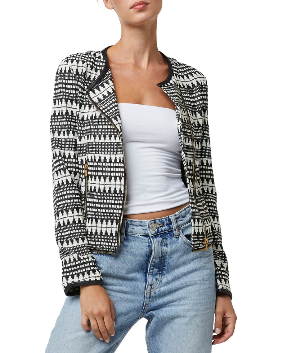 AS by DF Rapture Zip-Hem Jacquard Jacket | Neiman Marcus