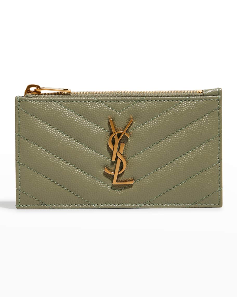 Saint Laurent Zip Fragments YSL Monogram Zip Pouch Wallet | Neiman Marcus