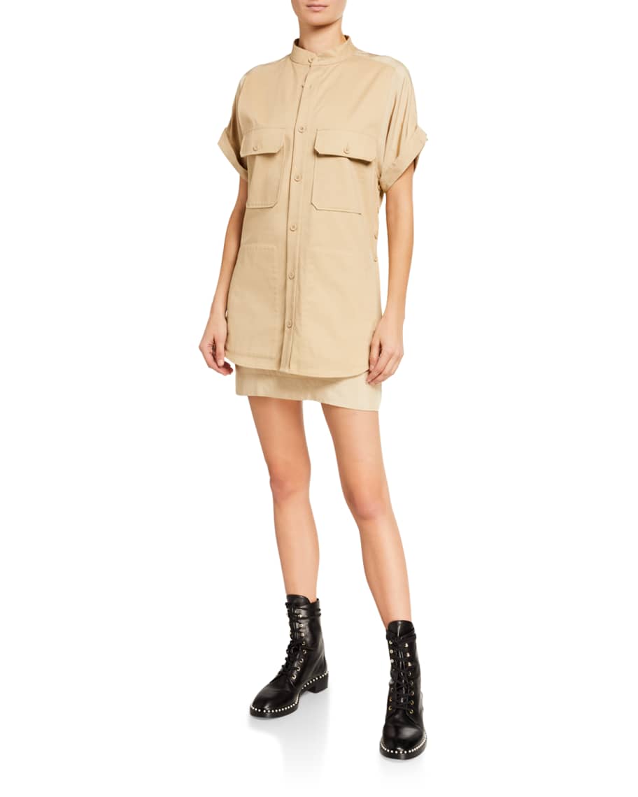Equipment Acaena Short-Sleeve Mini Utility Dress | Neiman Marcus