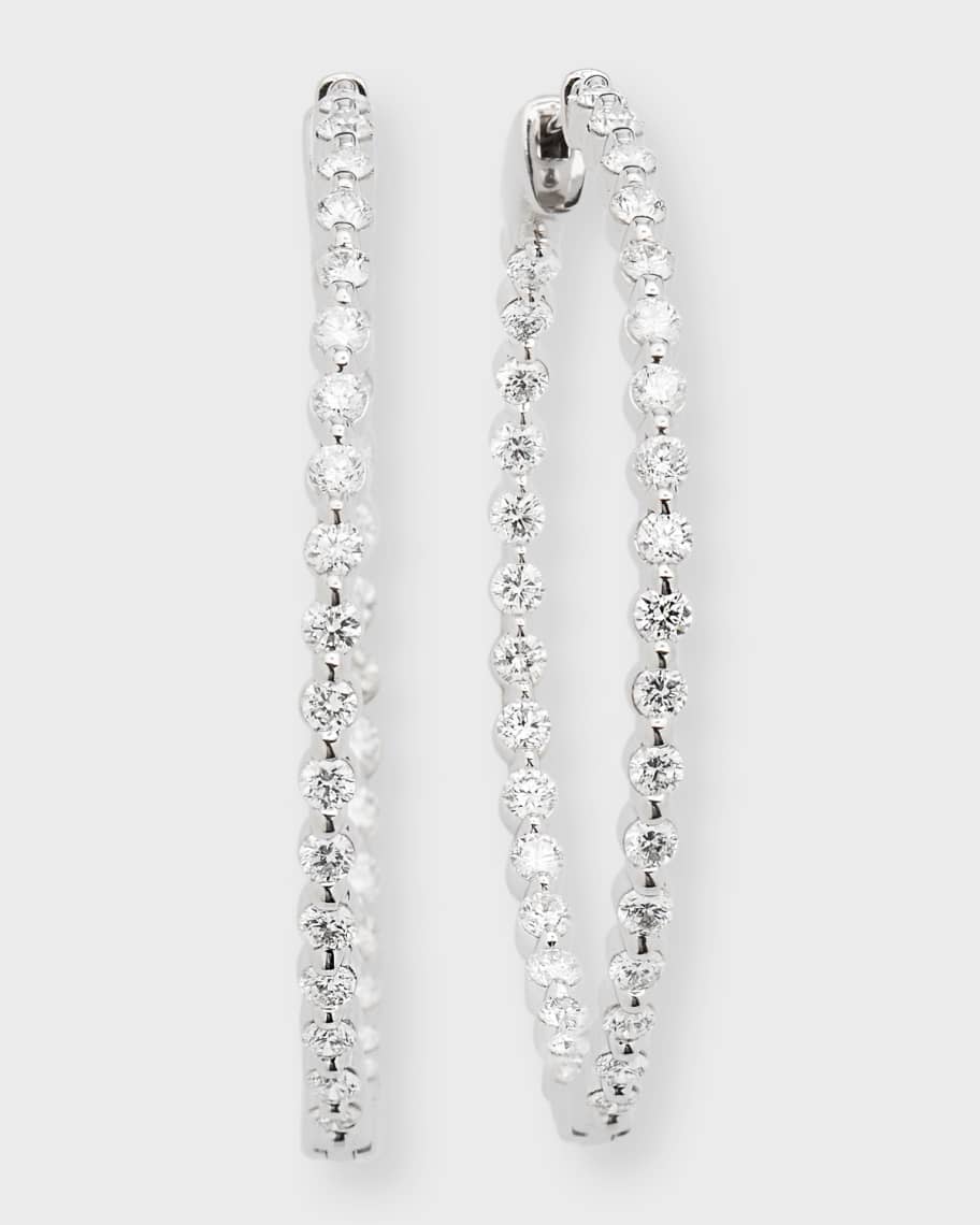 Neiman Marcus Diamonds 18k White Gold Diamond Hoop Earrings, 2.97tcw, 1 ...