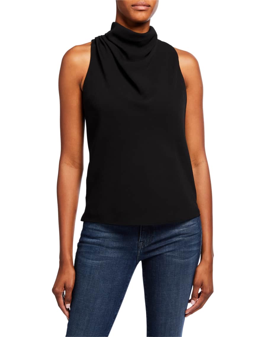 Halston Draped-Neck Sleeveless Top | Neiman Marcus