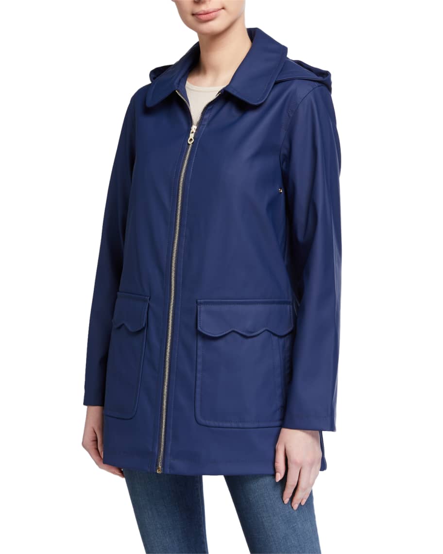 kate spade new york scallop-pocket raincoat | Neiman Marcus