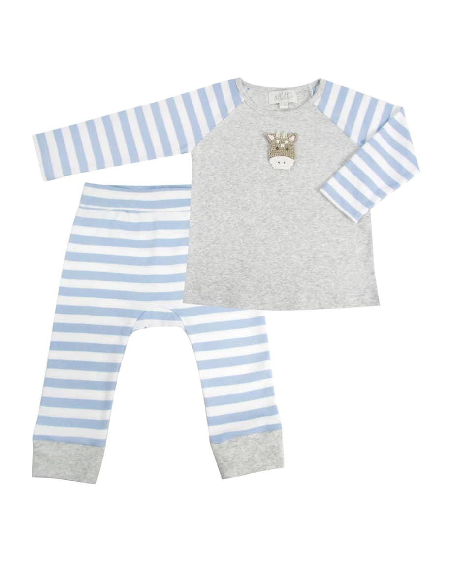 Albetta Connie Crochet Cow Long-Sleeve Top w/ Striped Pants, Size 6-24 ...
