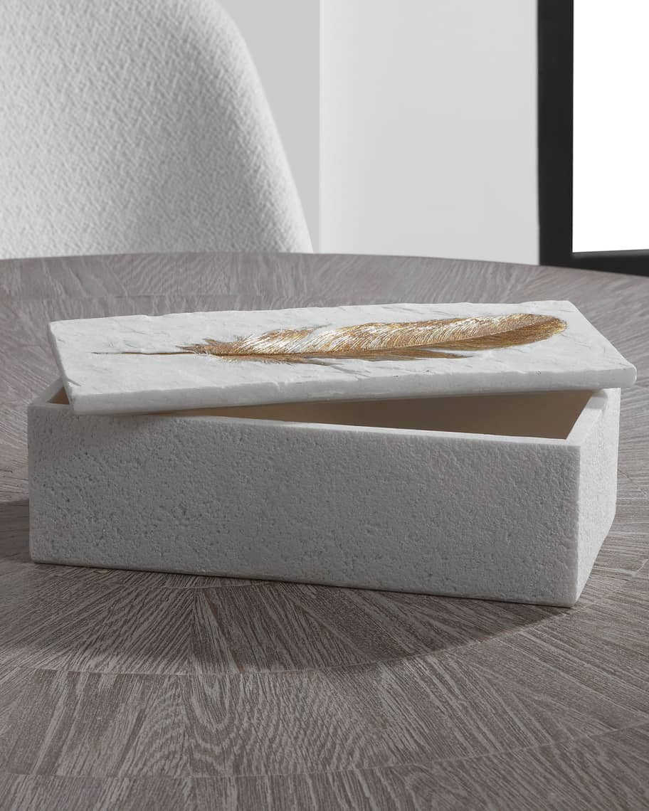 Uttermost Nephele White Stone Box | Neiman Marcus