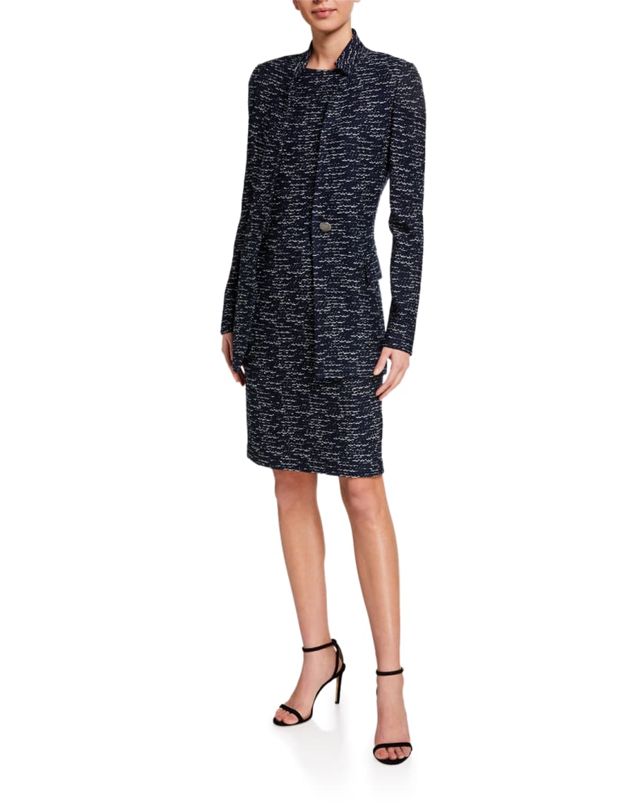 St. John Collection Two-Toned Float Knit Inverted-Collar Jacket ...