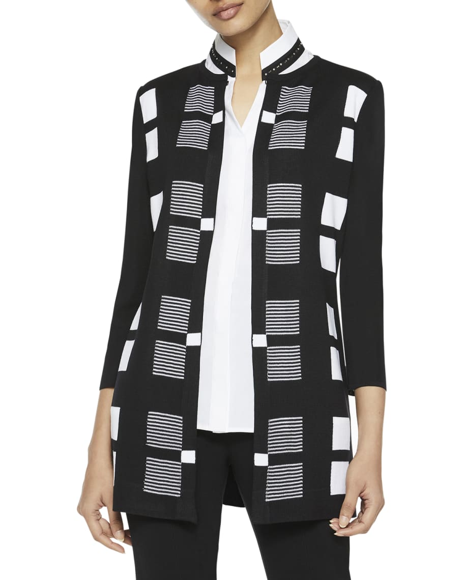 Misook Plus Size Multi-Check Knit Jacket | Neiman Marcus