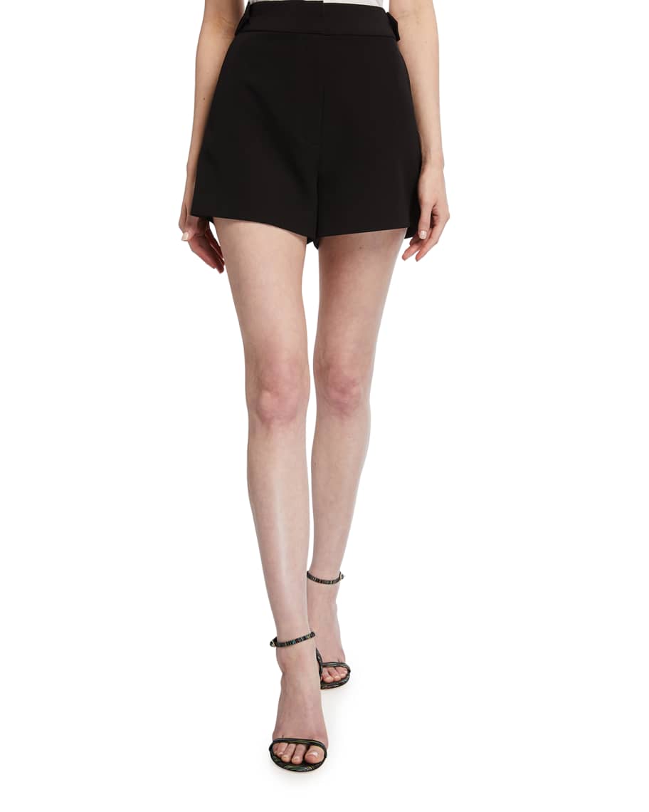 Milly Aria Button-Tab Cady Shorts | Neiman Marcus