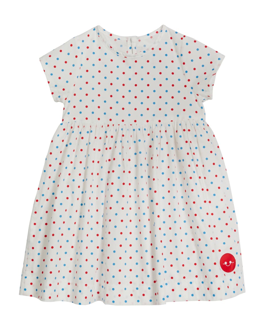 Smiling Button Girl's Sunday Americana Dots Cap-Sleeve Dress, Size 0-10 ...