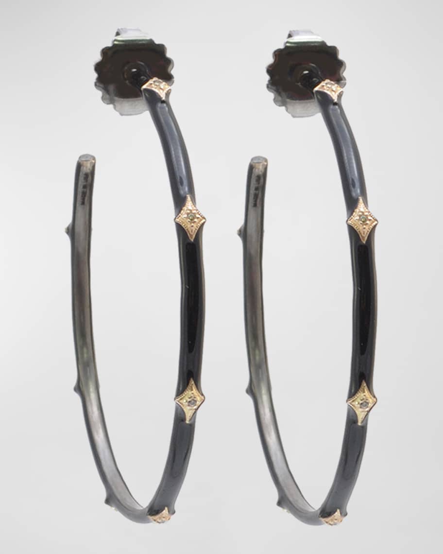 Armenta Cuento Hoop Earrings, Black | Neiman Marcus