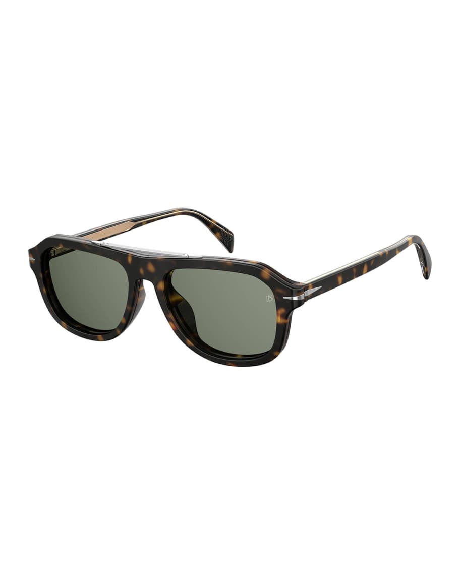 David Beckham Men's Rectangle Optical Frames w/ Magnetic Clip-On Sun ...