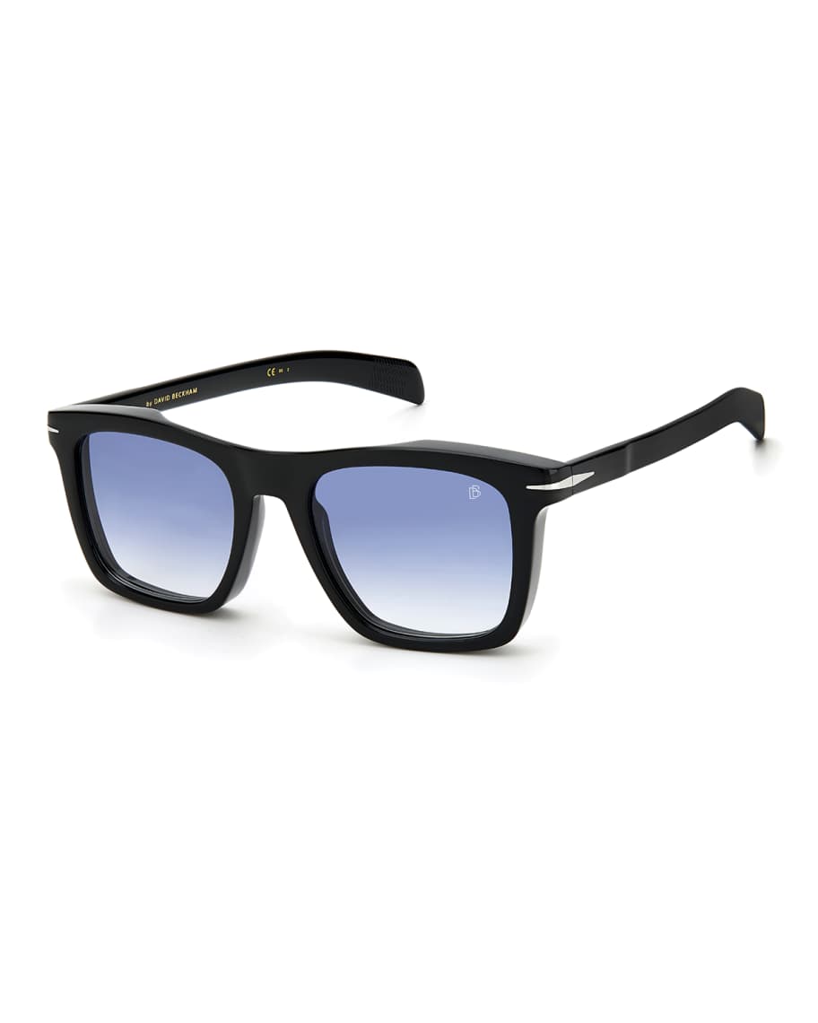David Beckham Men's Thick Square Acetate Sunglasses | Neiman Marcus