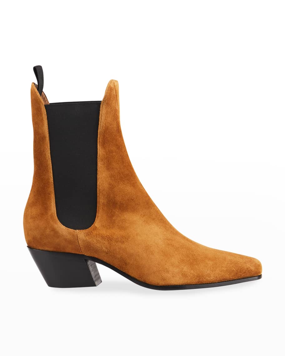 Khaite Saratoga Suede Chelsea Booties | Neiman Marcus
