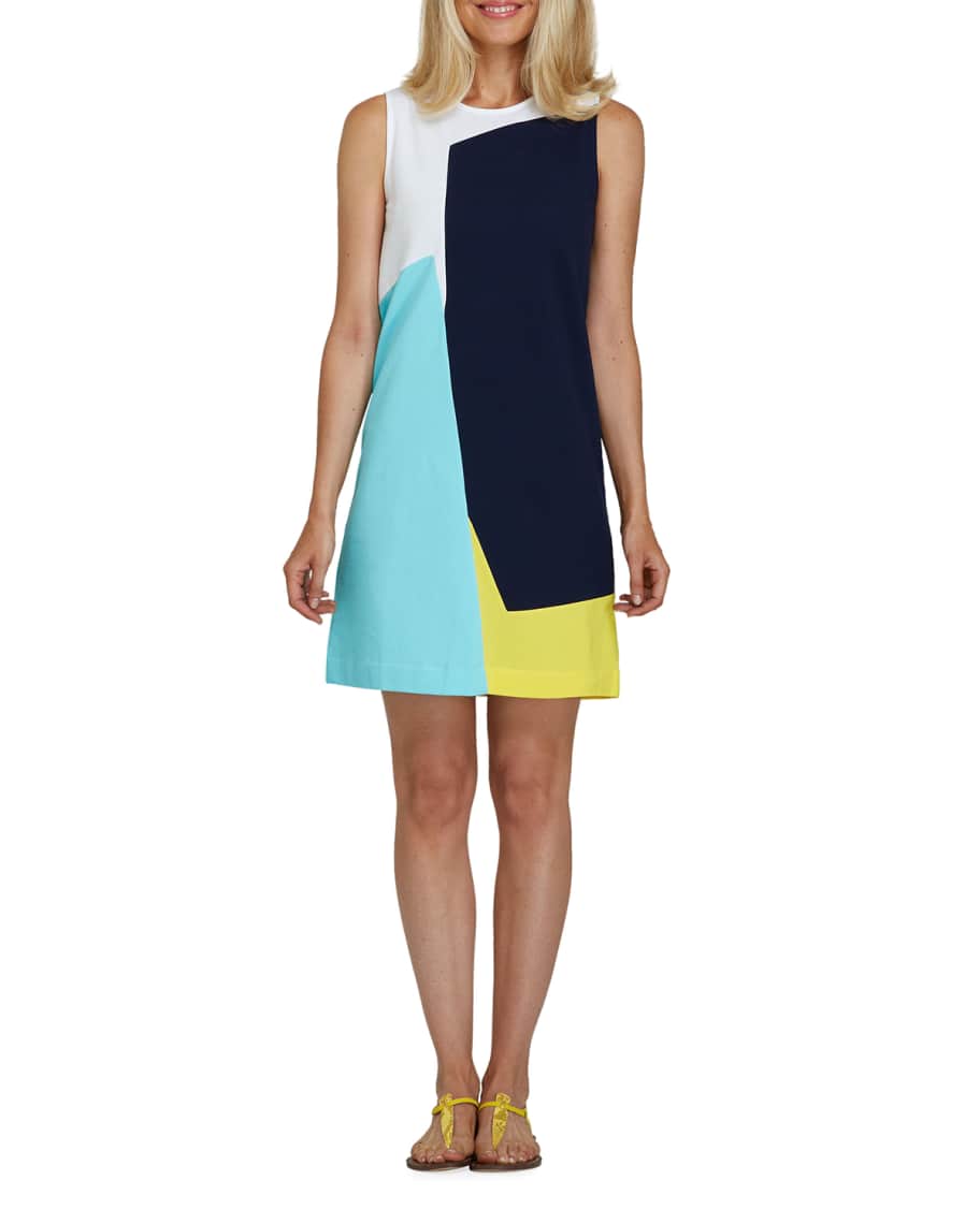 Joan Vass Sleeveless Colorblock Dress | Neiman Marcus