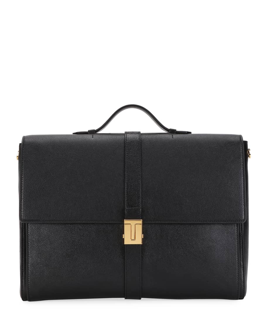 TOM FORD Men's T-Clip Leather Briefcase | Neiman Marcus