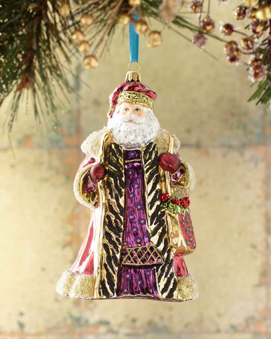 Exclusive Burgundy Santa Christmas Ornament | Neiman Marcus