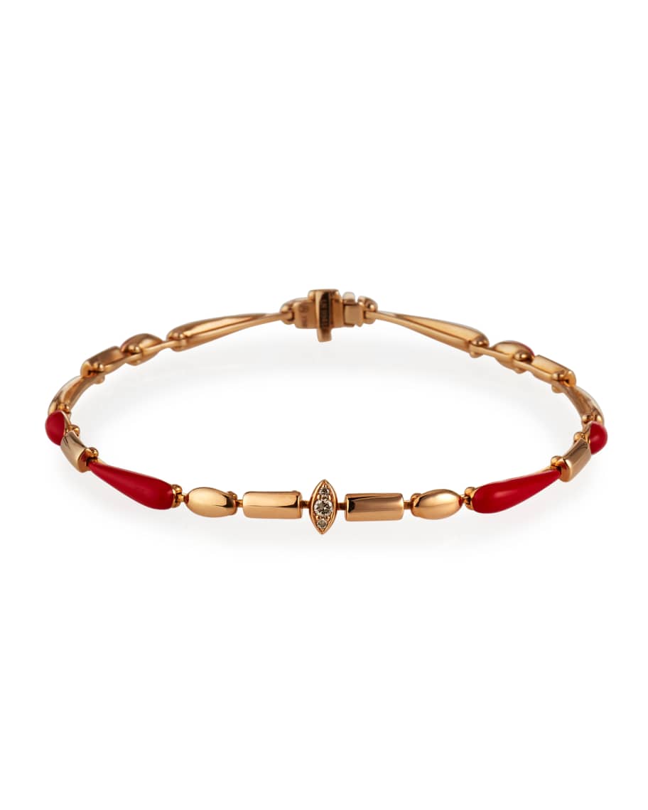 Etho Maria 18k Pink Gold Red Ceramic and Diamond Marquise Bracelet ...